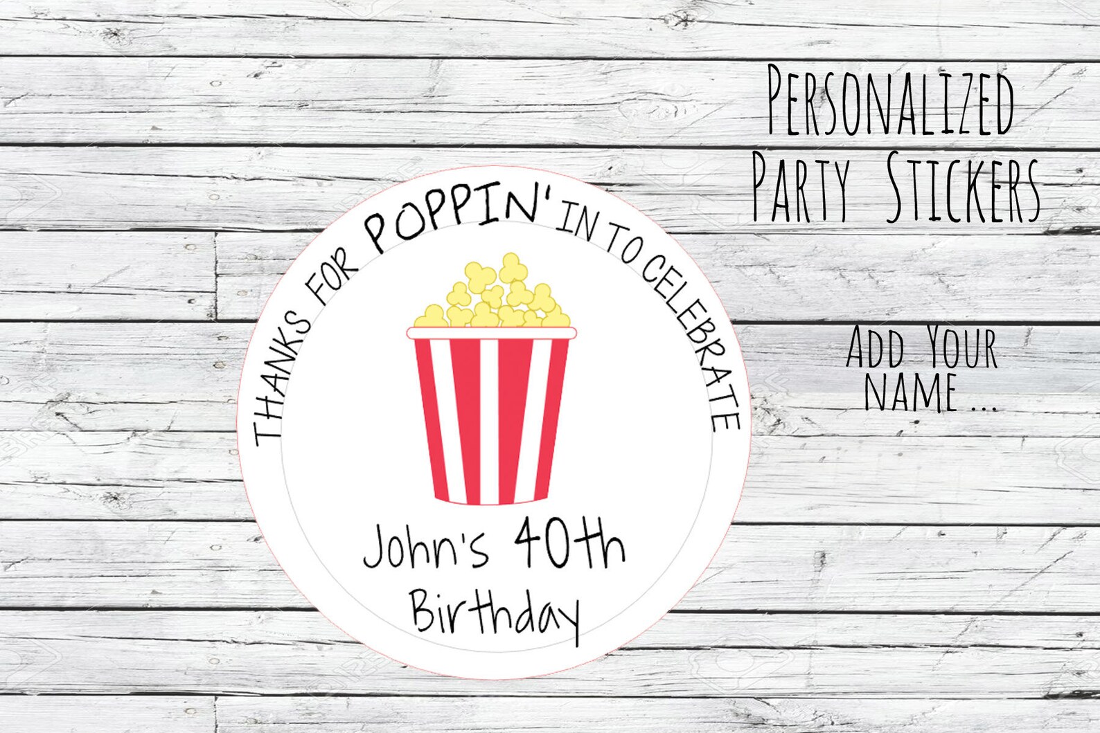 Personalized Popcorn Birthday Stickers Popcorn Favors First - Etsy