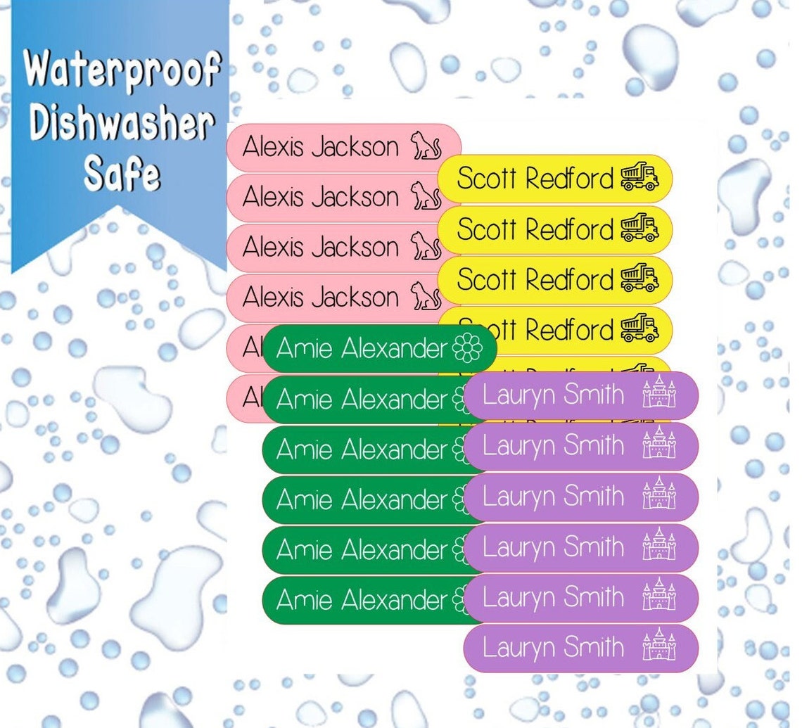 75 Stick on Name Labels Waterproof Stickers School Sticker - Etsy
