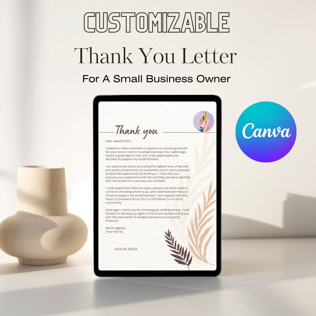 Customizable Thank You Letter for Small Business Owners - Salon Owners ...