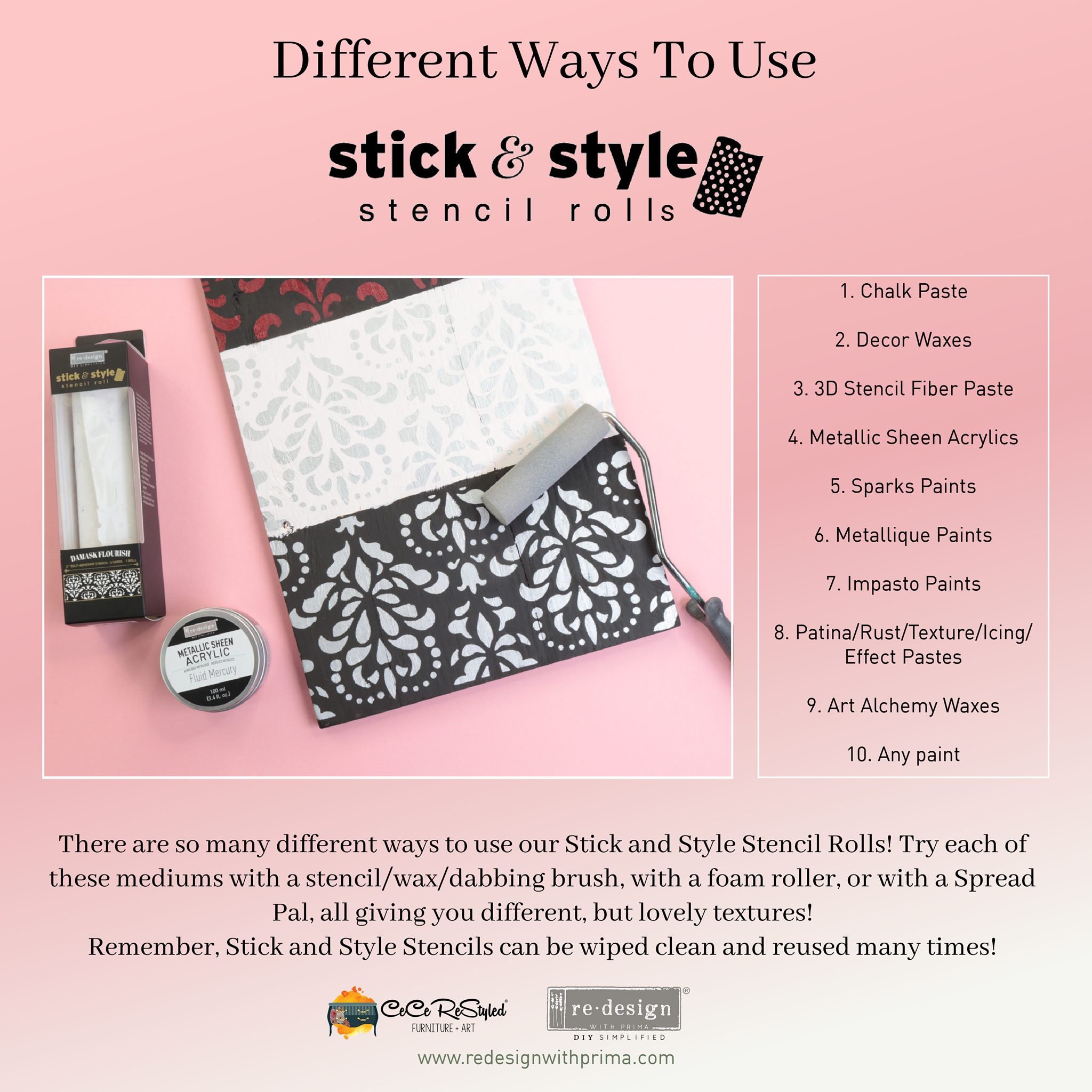 DAMASK FLOURISH Stick and Style Stencil by Redesign With - Etsy