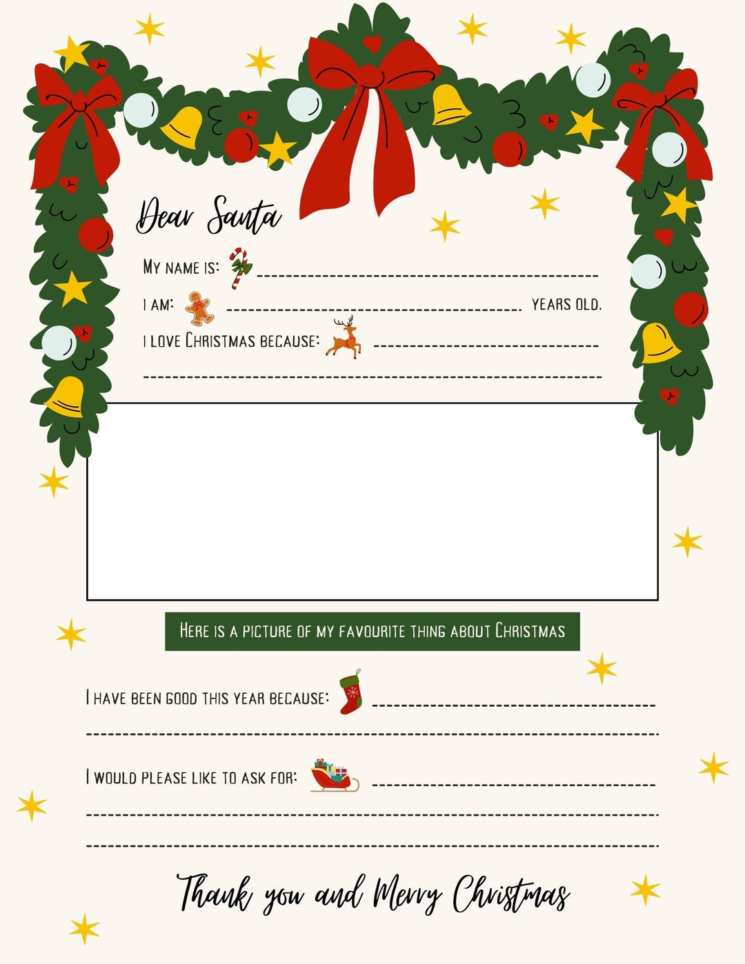 Dear Santa Garland Letter • Letter for Santa • Letter for Santa ...