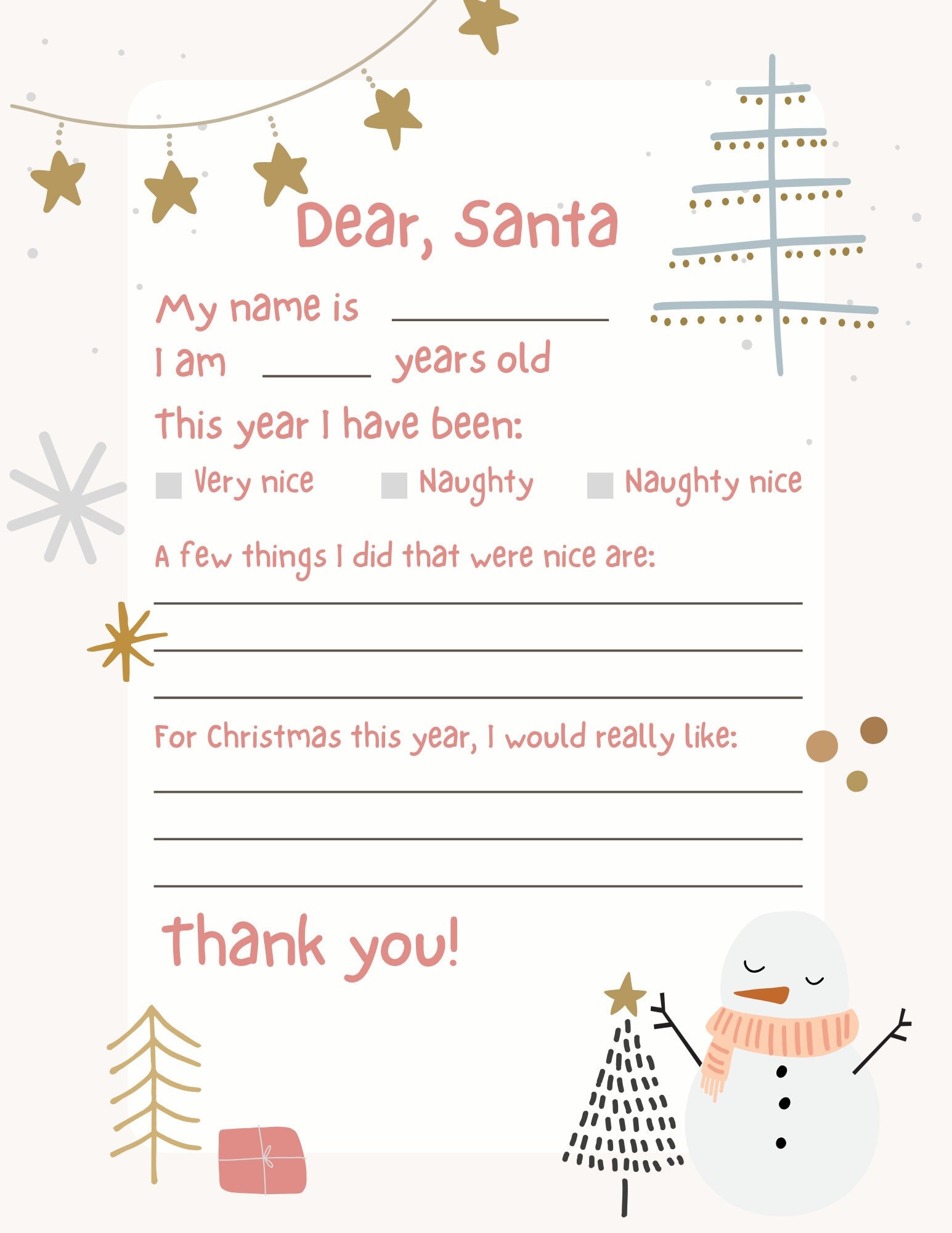 Santa Letter • Letter for Santa • Letter for Santa Printable • Instant ...