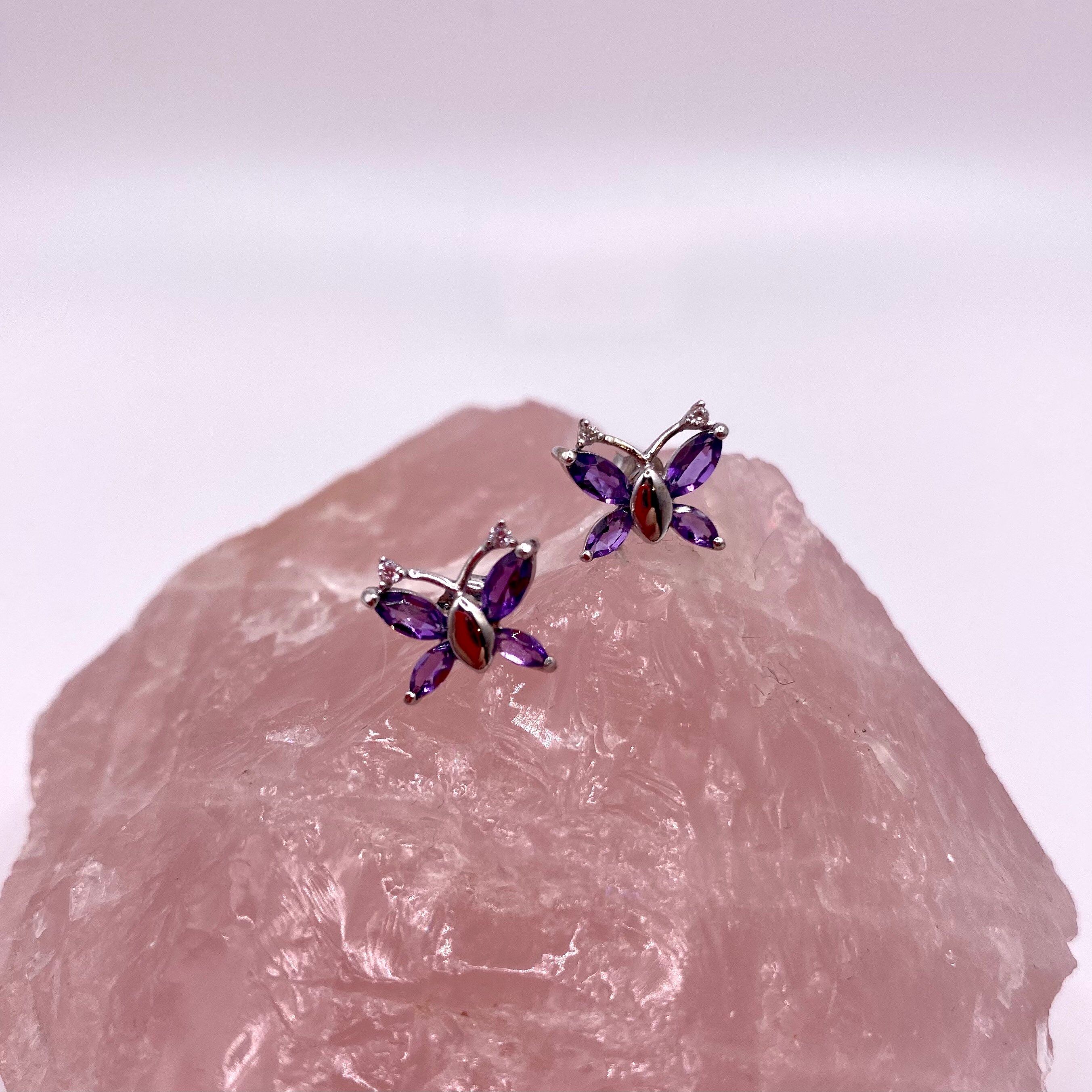 Aurora Tears 925 Pendiente de tuerca de mariposa de plata esterlina con piedra de nacimiento ...