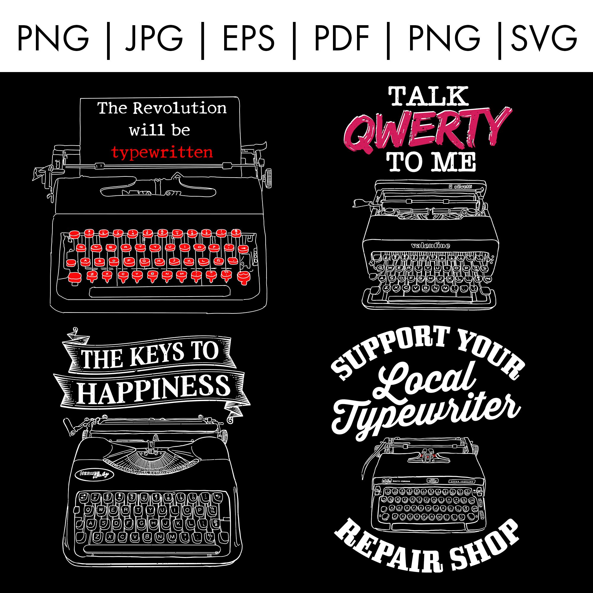 Antique Typewriters Funny Quotes Bundle for Typewriter Collectors 14 ...