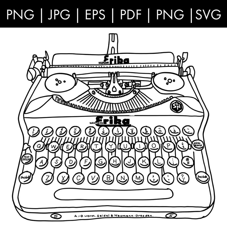 1939 Erika Model 5 + Typewriter Instant Digital Download PNG - SVG ...