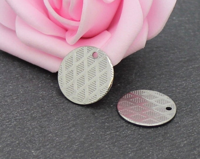 10 Round Sequin Charms, Embossed Geometric Effects, 15 Mm, AC213 - Etsy