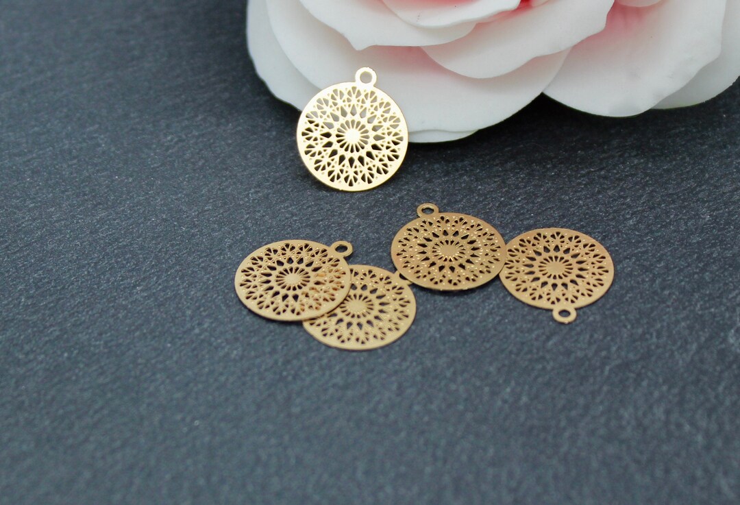 6 Round Gold Copper Prints 16 X 14 Mm EST51 - Etsy