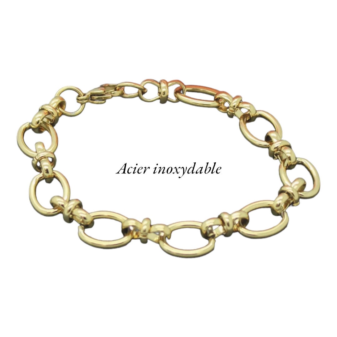 Bracelet, Oval Connectors, Gold-plated Stainless Steel, Jewelry Making ...