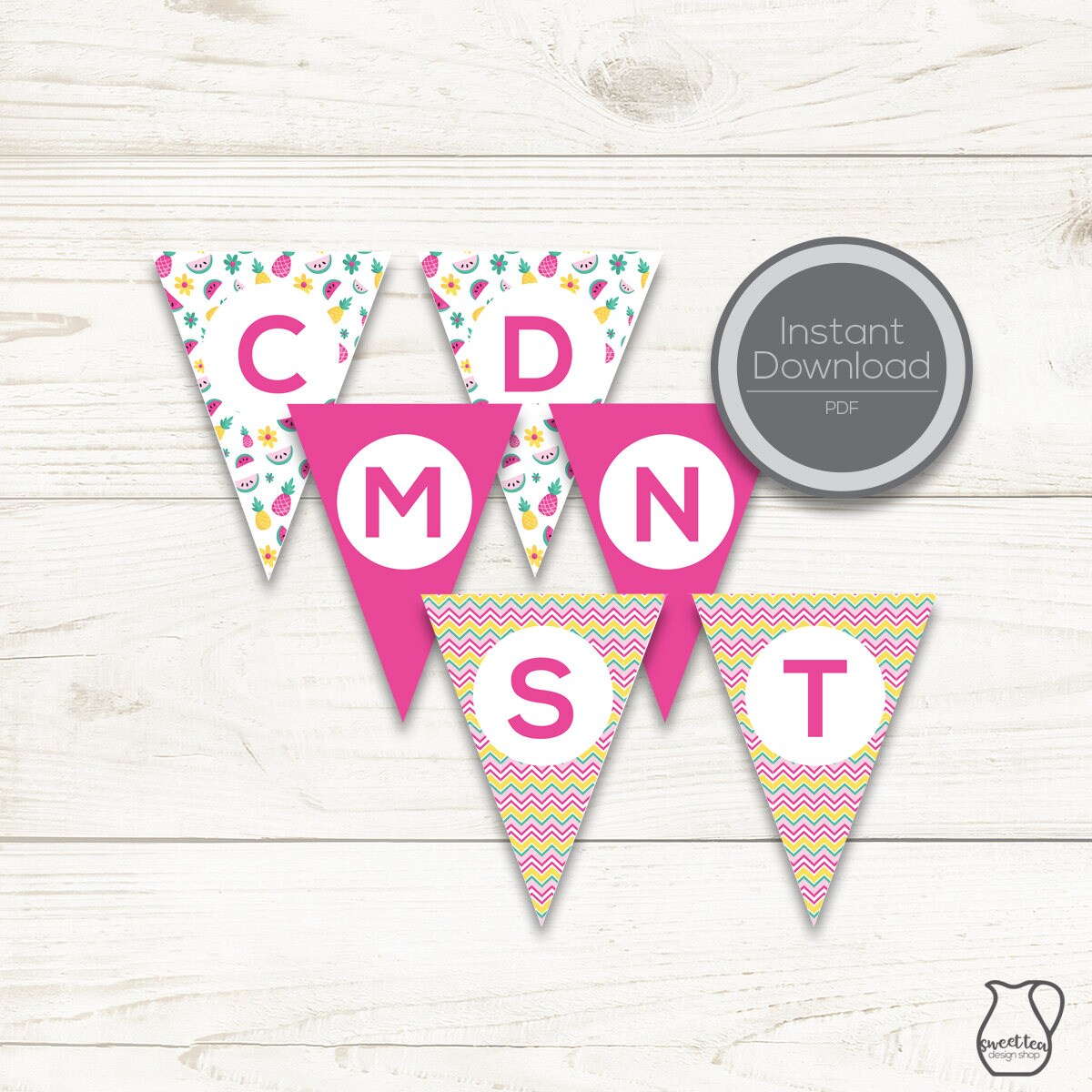 Printable Letter Pennants | Baby Shower or Birthday Party | Summer ...