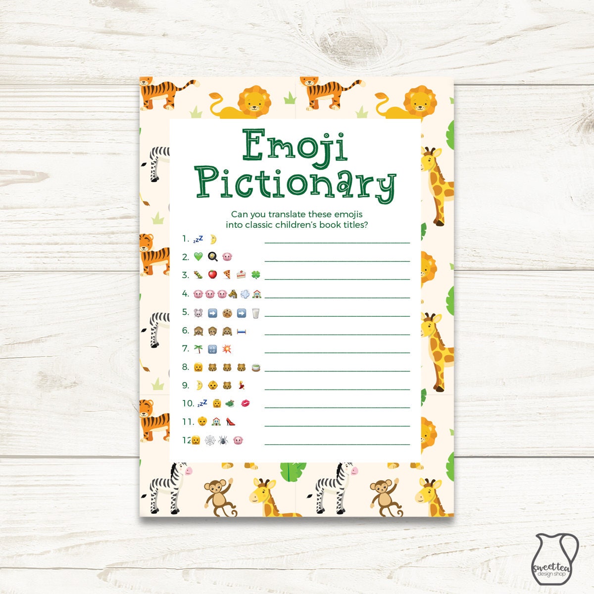 Jungle Safari Baby Shower | Printable Baby Shower Games | Instant ...