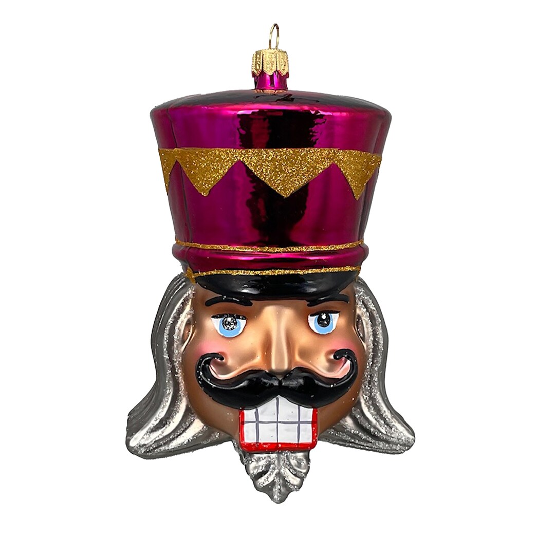 Pink Nutcracker Head Glass Ornament - Broadway Nutcracker Collection ...