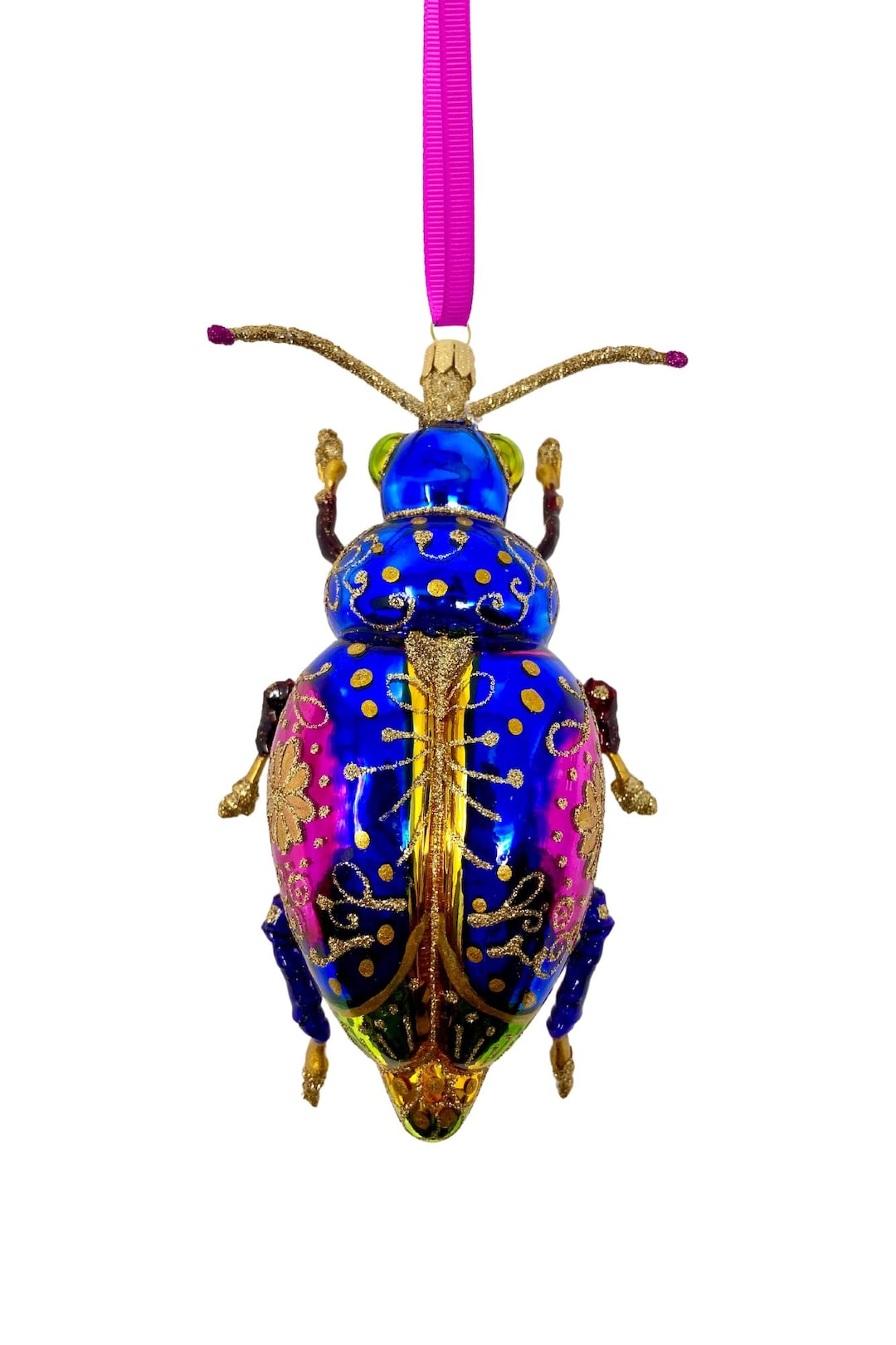 Colorful Bug Glass Ornament - Kenzies of London "flight of Gold Bug" - Etsy