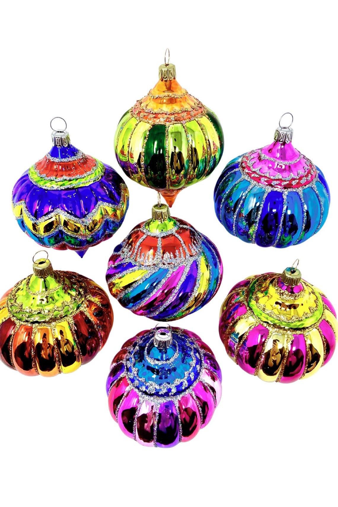 German Glass Ornament Set/7 Baubles - Hand Painted/hand Made - Legacy ...