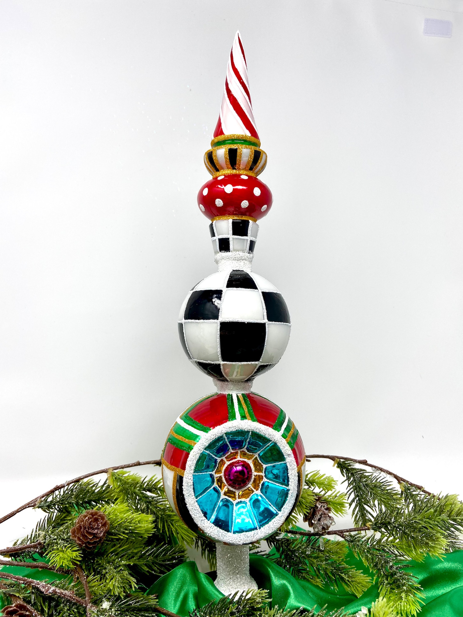 Polish Glass Reflector Finial Tree Topper - Hand Painted/hand Made ...