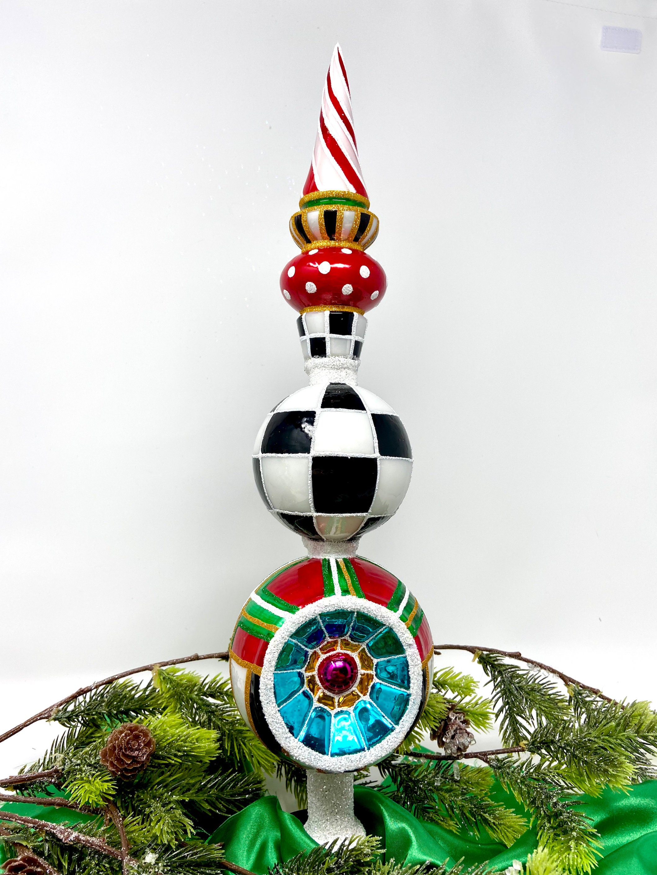Polish Glass Reflector Finial Tree Topper - Hand Painted/hand Made ...
