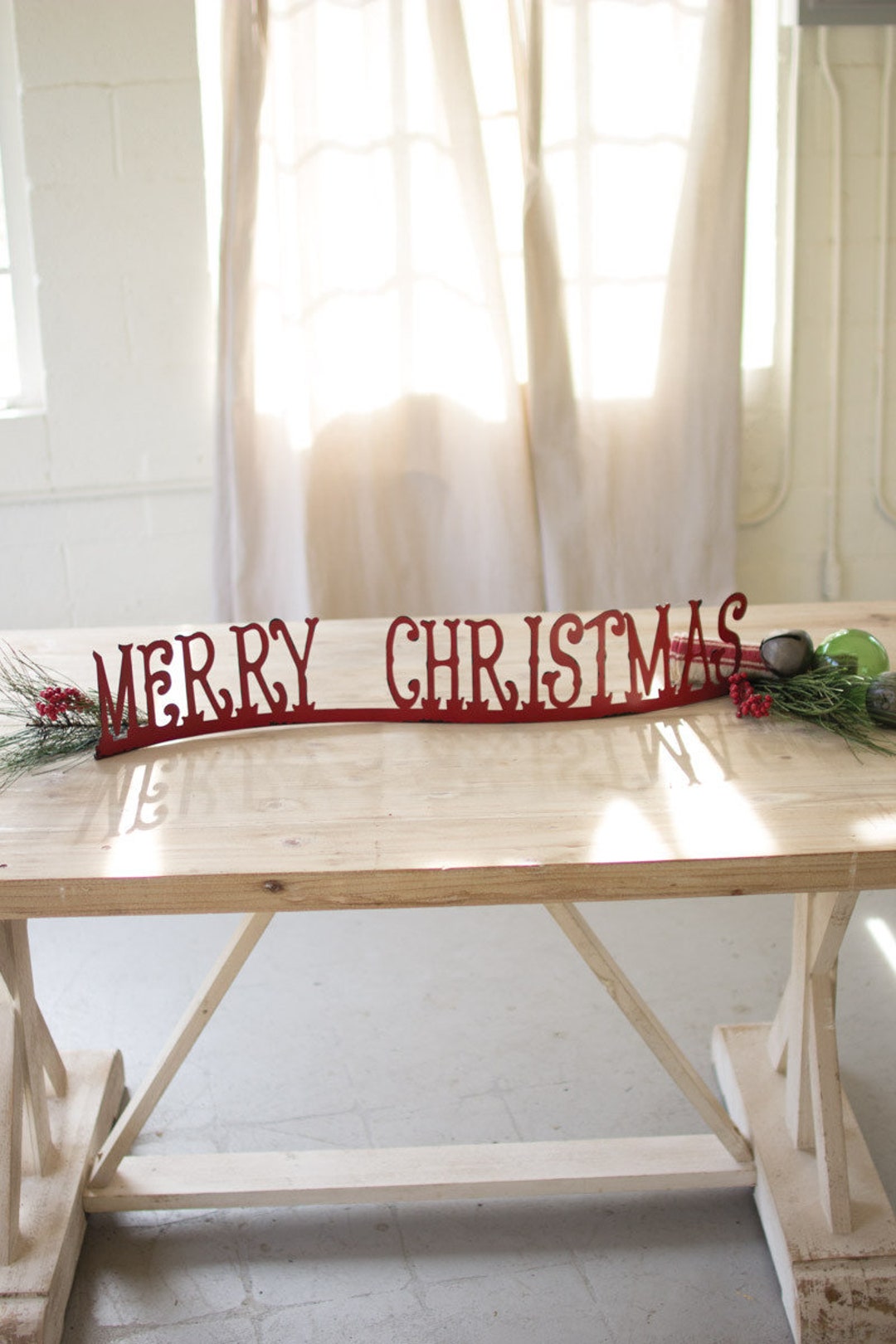 Merry Christmas Tabletop/mantle Sign - Metal Rustic Farmhouse - Etsy