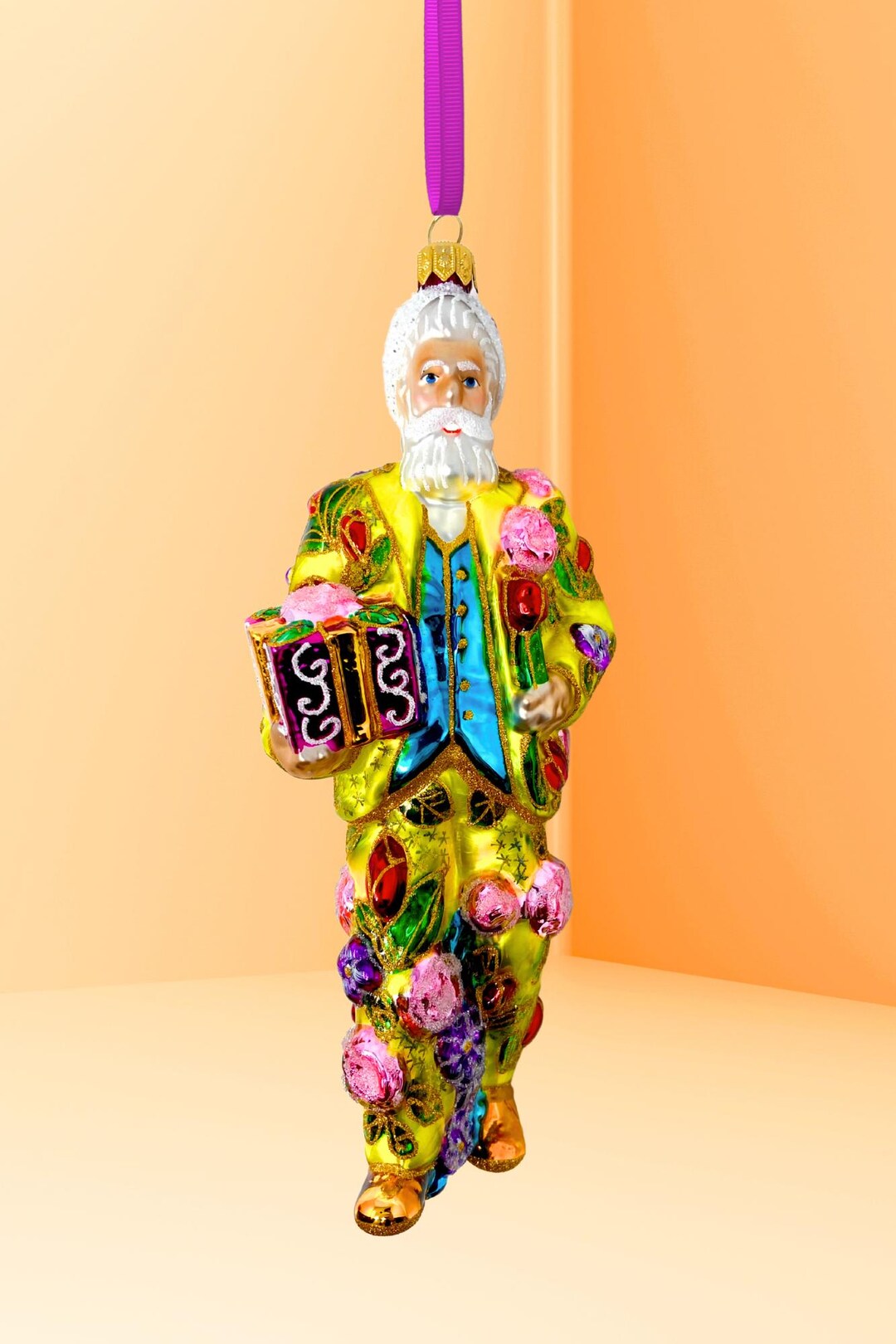 Lemon Santa Glass Ornament - Hand Painted/hand Made - Kenzies of London ...