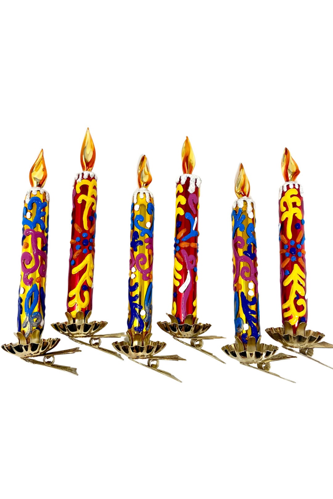 Clip on Venetian Scroll Candle Glass Ornament Set/2- European Culture ...