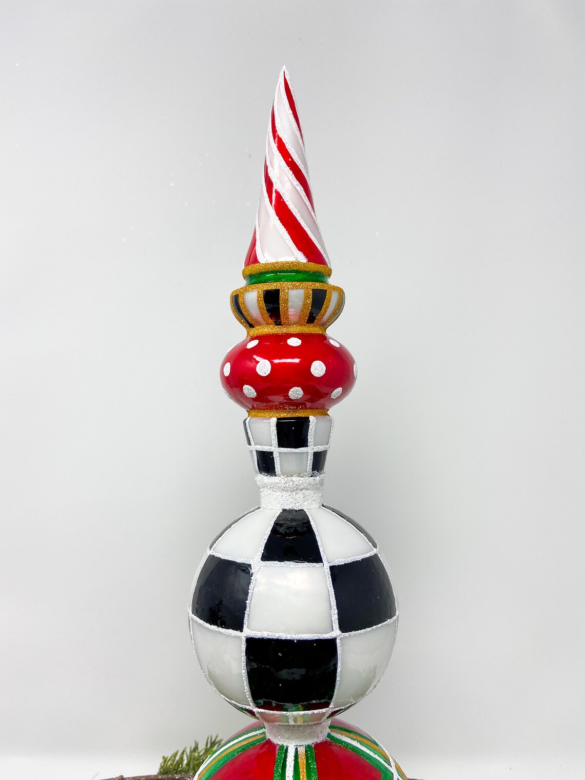 Polish Glass Reflector Finial Tree Topper Hand Painted/hand - Etsy