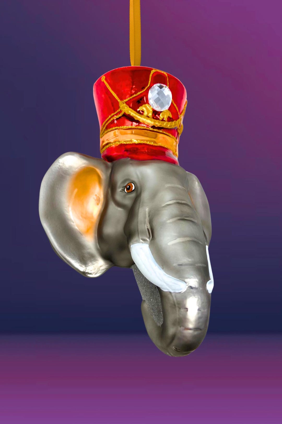 Elephant Nutcracker Head Glass Ornament - Kenzington Guard Collection ...