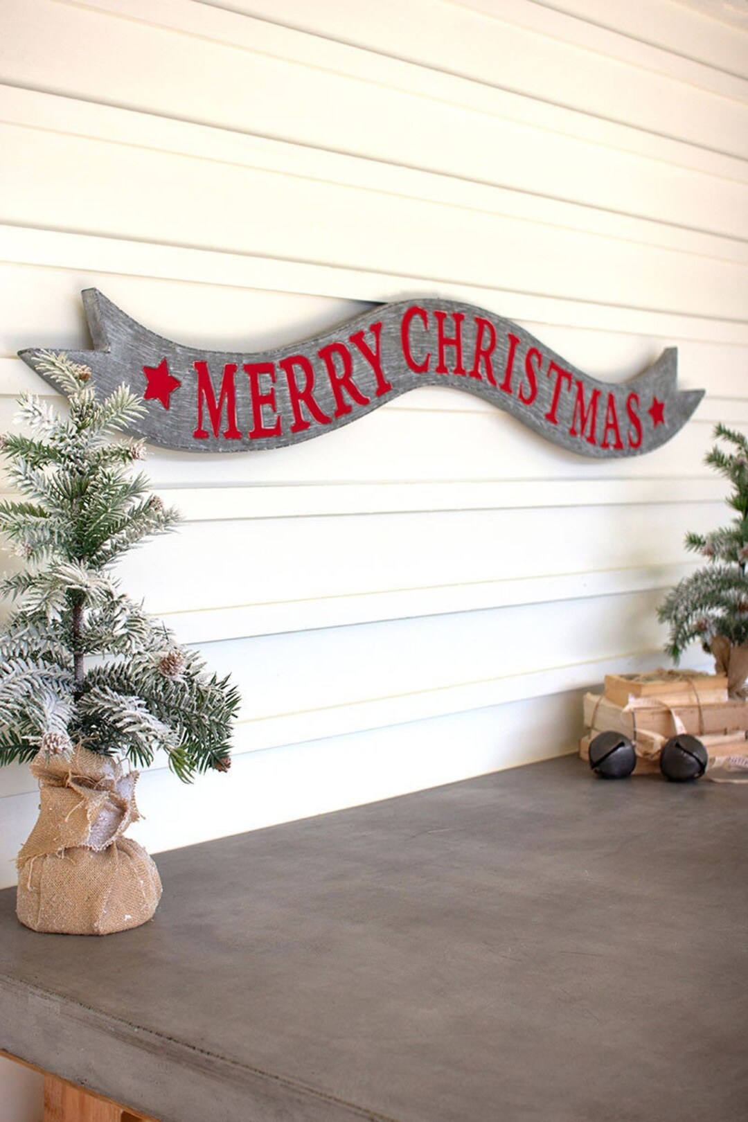 Merry Christmas Banner Wall Art Sign - Metal Rustic Farmhouse - Etsy