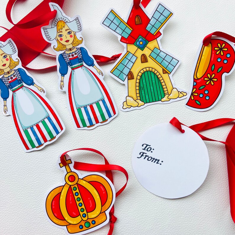 SCANDINAVIAN FOLK ART Die Cut Gift Tags | Holiday Christmas Gift Wrap ...