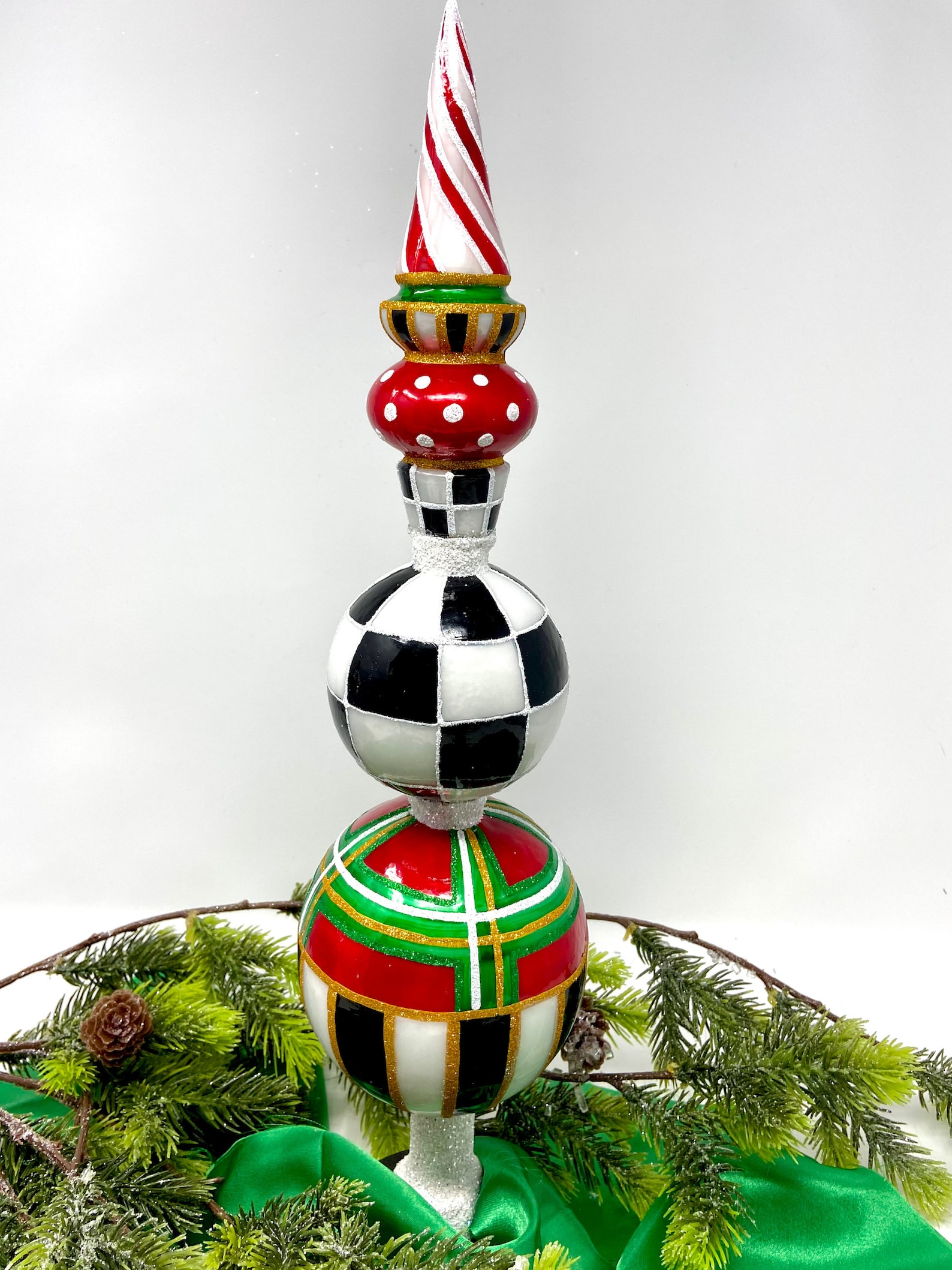 Polish Glass Reflector Finial Tree Topper - Hand Painted/hand Made ...