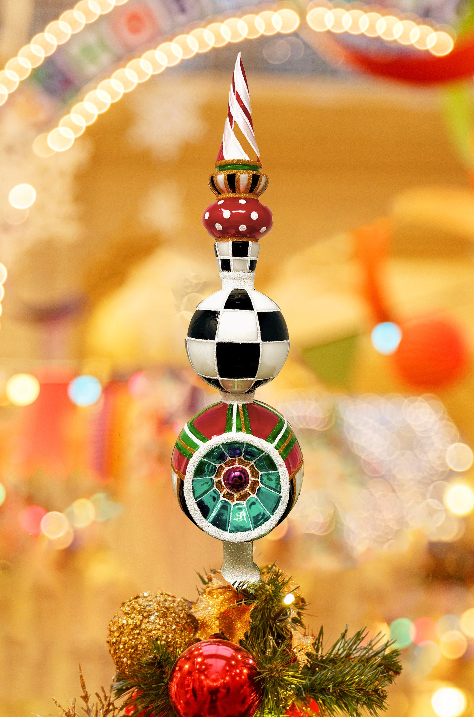 Polish Glass Reflector Finial Tree Topper Hand Painted/hand - Etsy