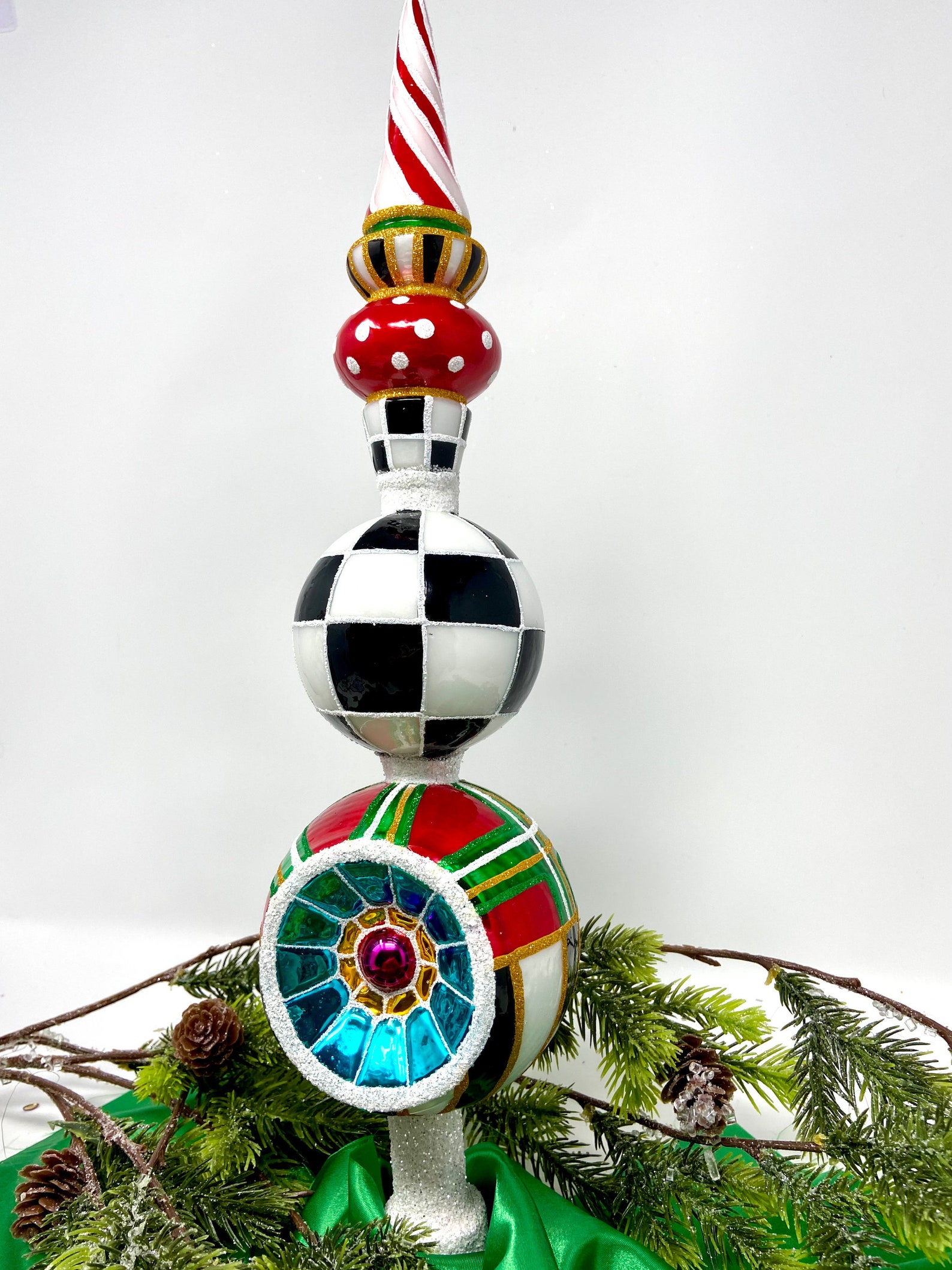 Polish Glass Reflector Finial Tree Topper - Hand Painted/hand Made ...