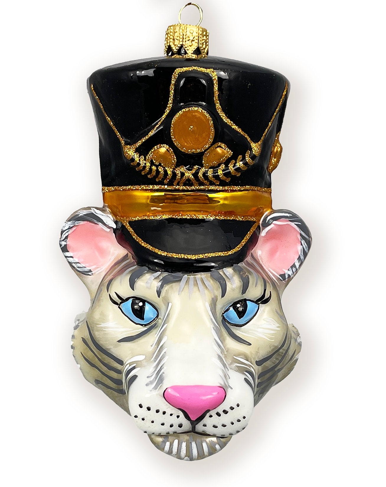 Large White Tiger Soldier Head Glass Ornament Kenzington Guard ...