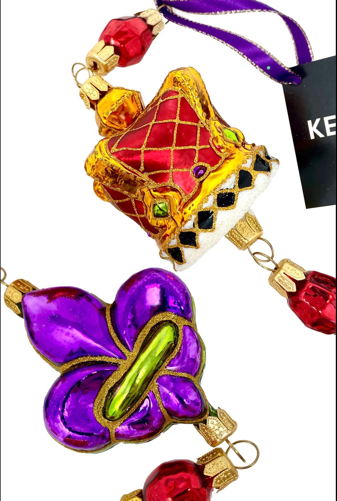 Mardi Gras Glass Garland - NOLA New Orleans, Louisiana Christmas Decor ...