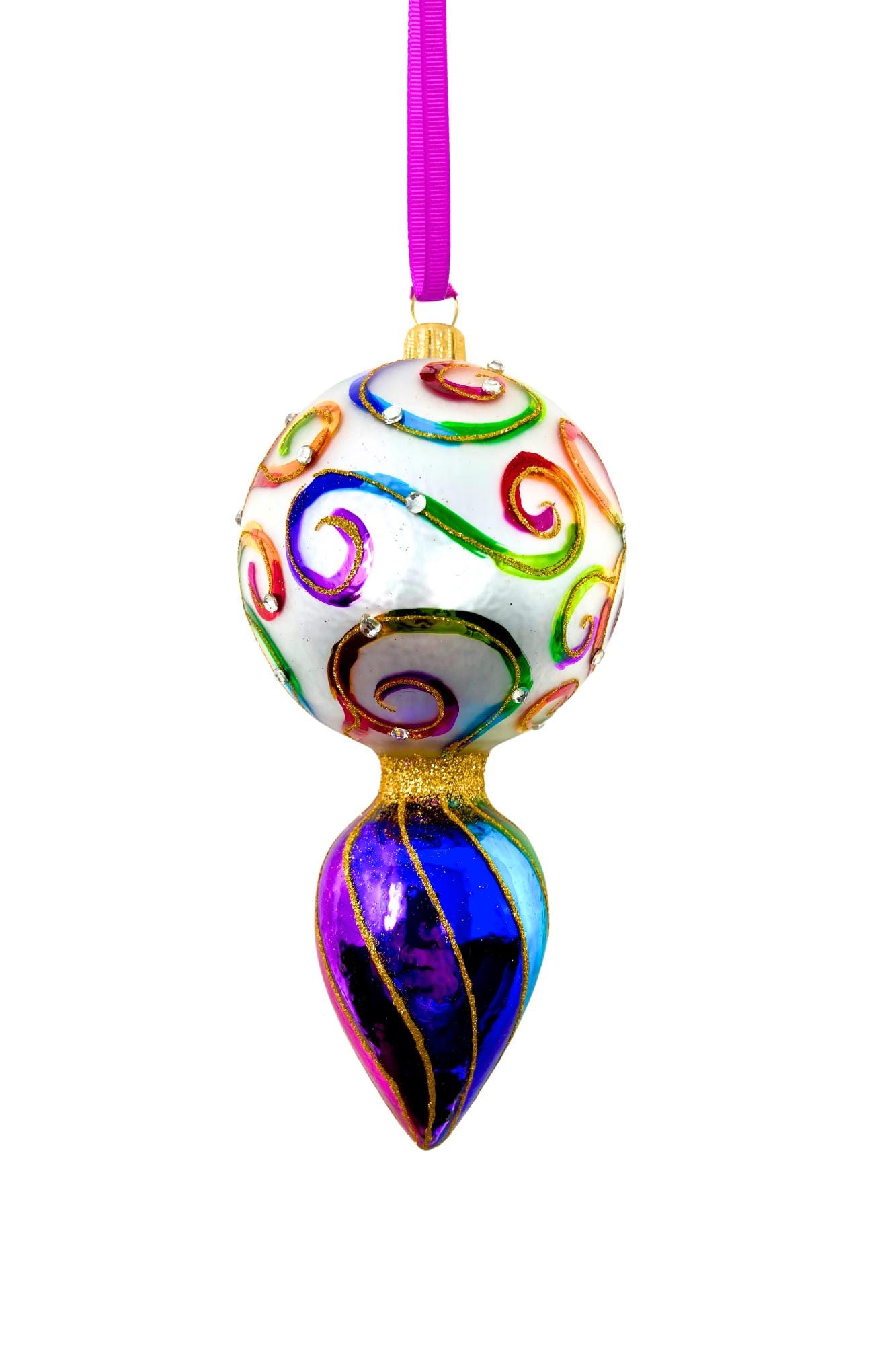 Rainbow Demure Glass Bauble Ornament - Hand Painted/hand Made - Kenzies ...