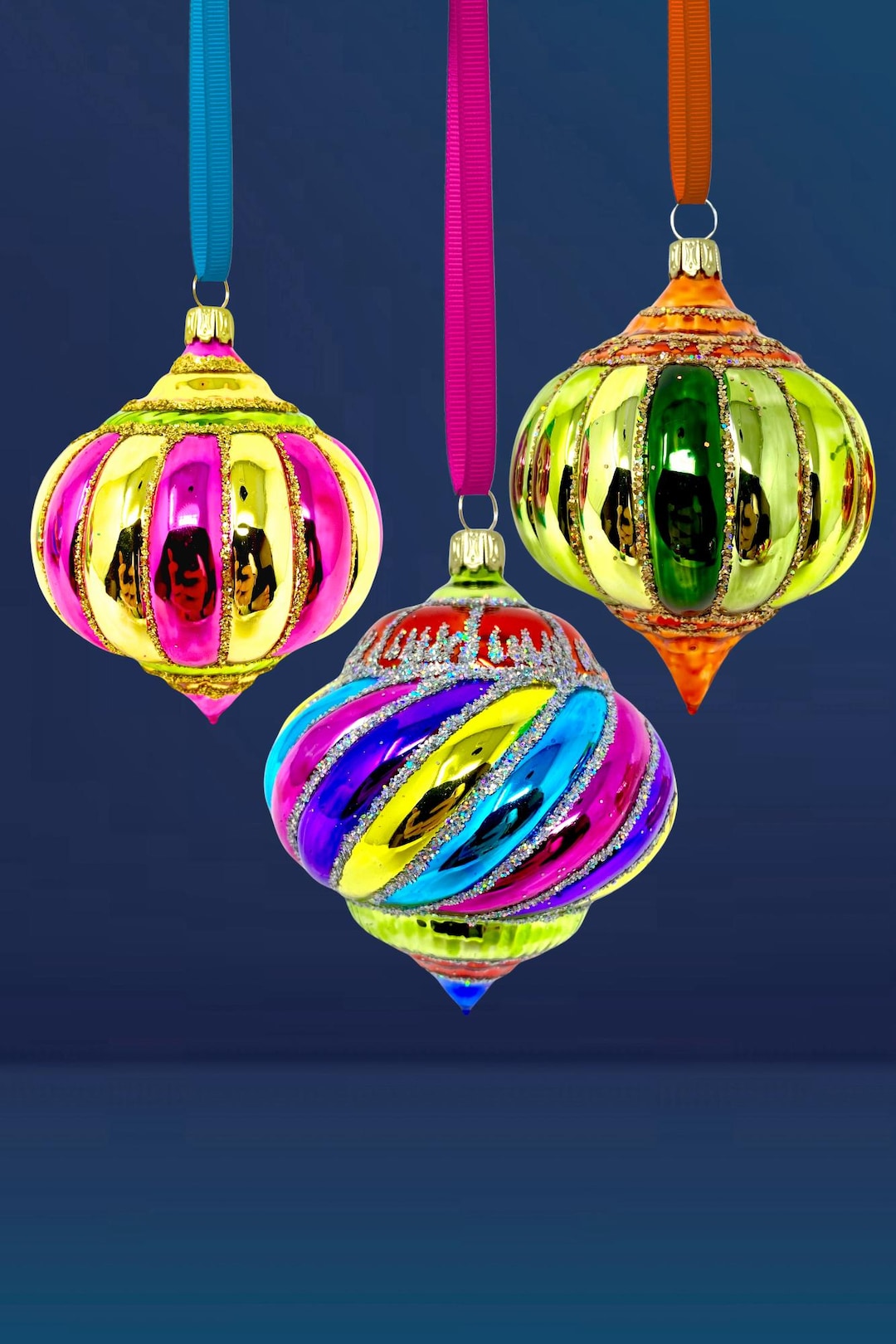 German Glass Ornament Set/7 Baubles - Hand Painted/hand Made - Legacy ...
