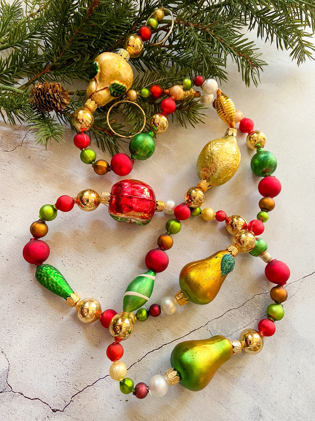 Mixed Fruits Glass Garland Blown Glass Beads in Assorted Colors Kenzies ...