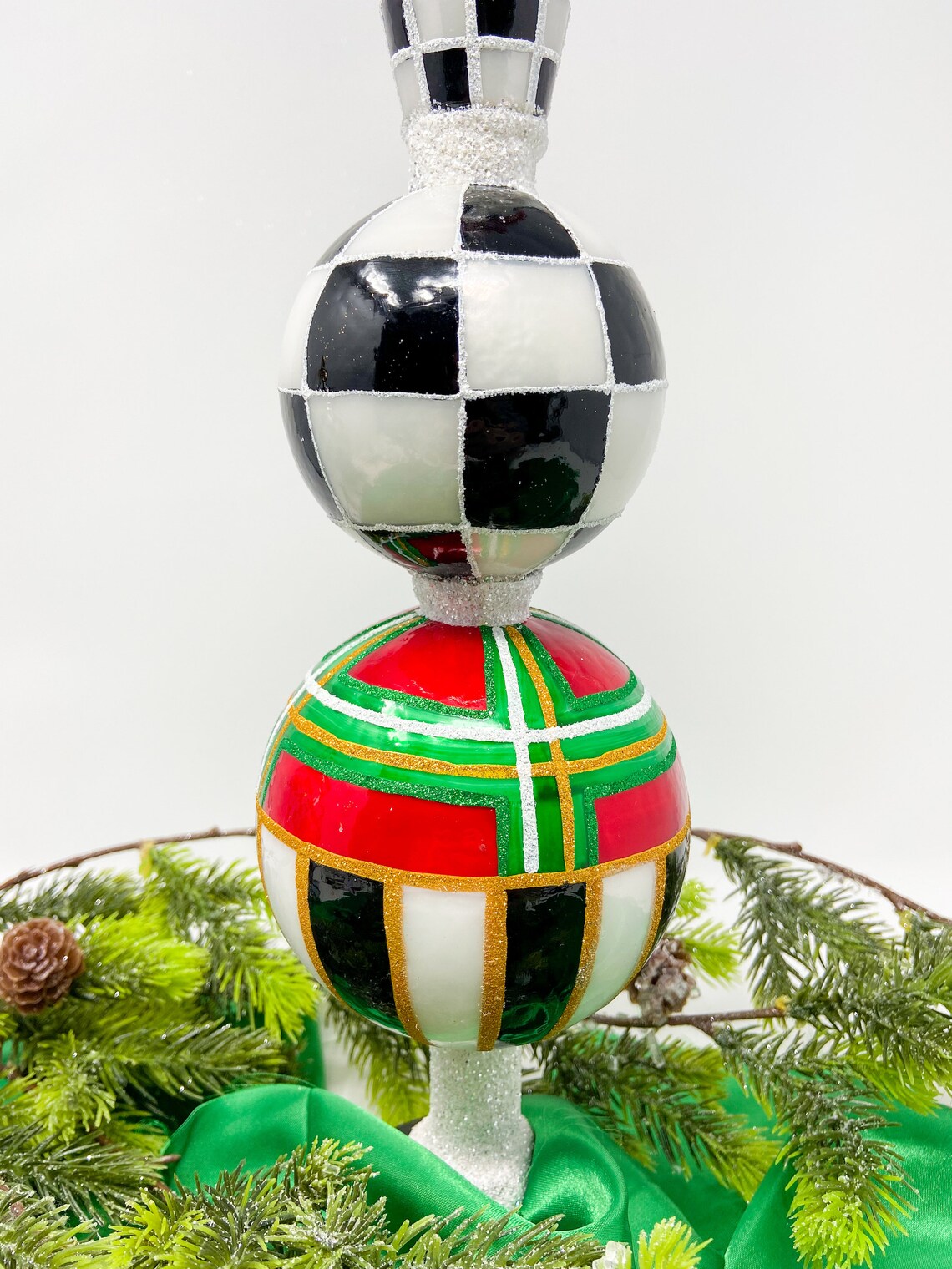 Polish Glass Reflector Finial Tree Topper Hand Painted/hand - Etsy