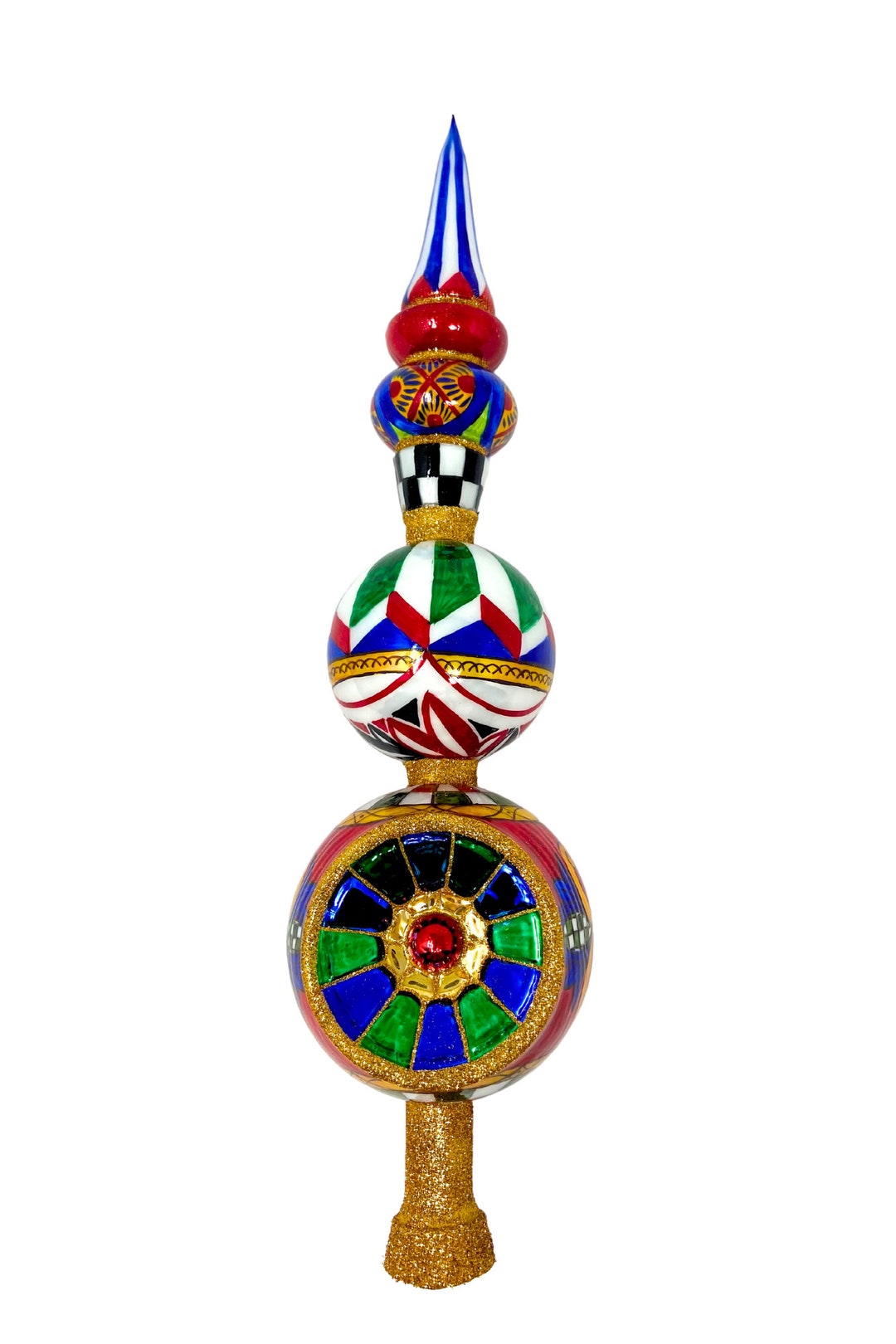 Polish Glass Reflector Finial Tree Topper - Hand Painted/hand Made ...