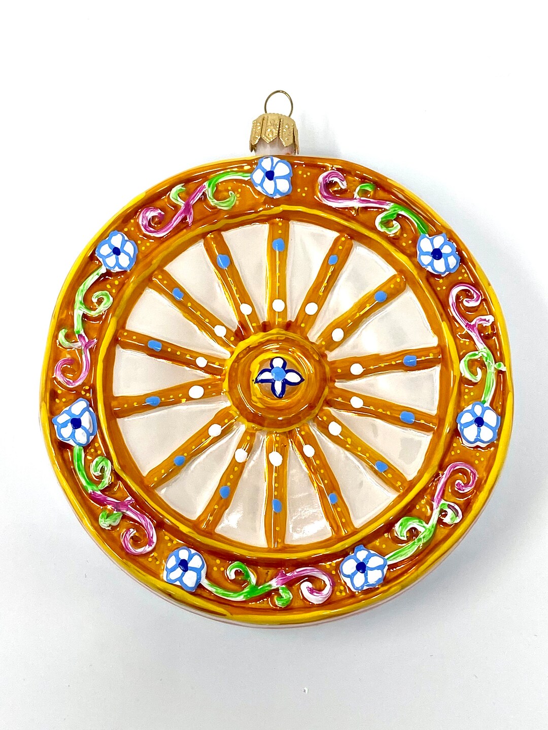 Sicilian Wagon Wheel Glass Ornament Hand Painted/hand Made Italy ...