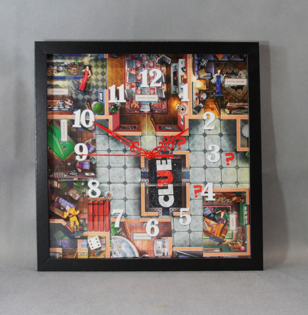 Clue Wall Clock, Wall Clock, Game Pieces, Board Game Clock, Board Game ...