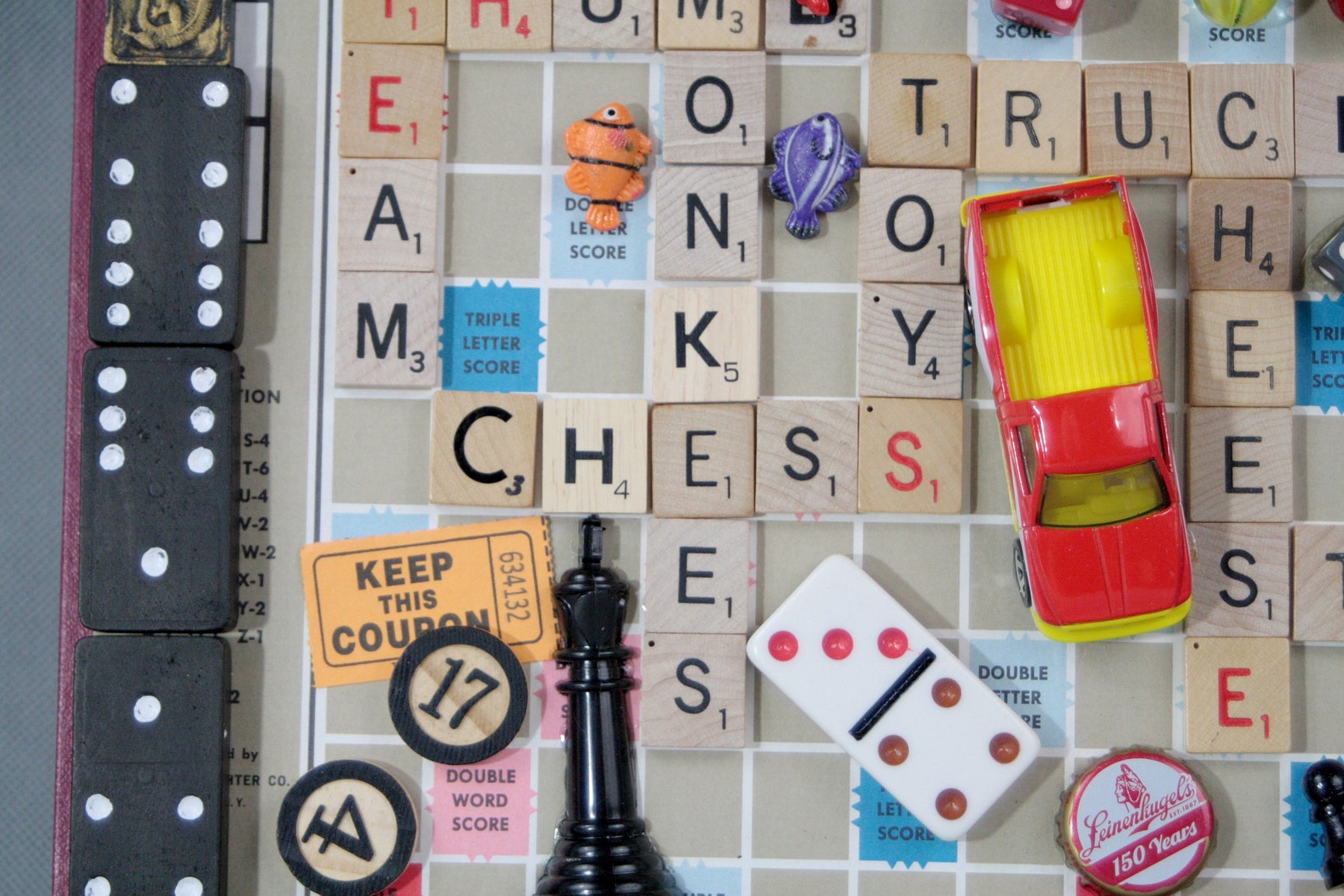 Scrabble Board Art, Mixed Media, Collage, Game Pieces, Game Art ...