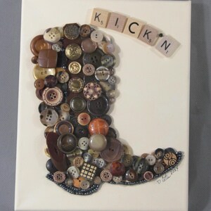 Button Art, Boot, Western Boot, Cowboy Boot - Etsy