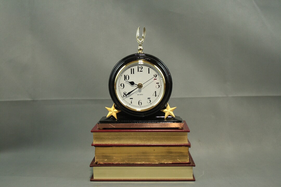 Desk Clock/ Vintage Desk Clock/ Moon, Planets and Stars/ Black Desk ...
