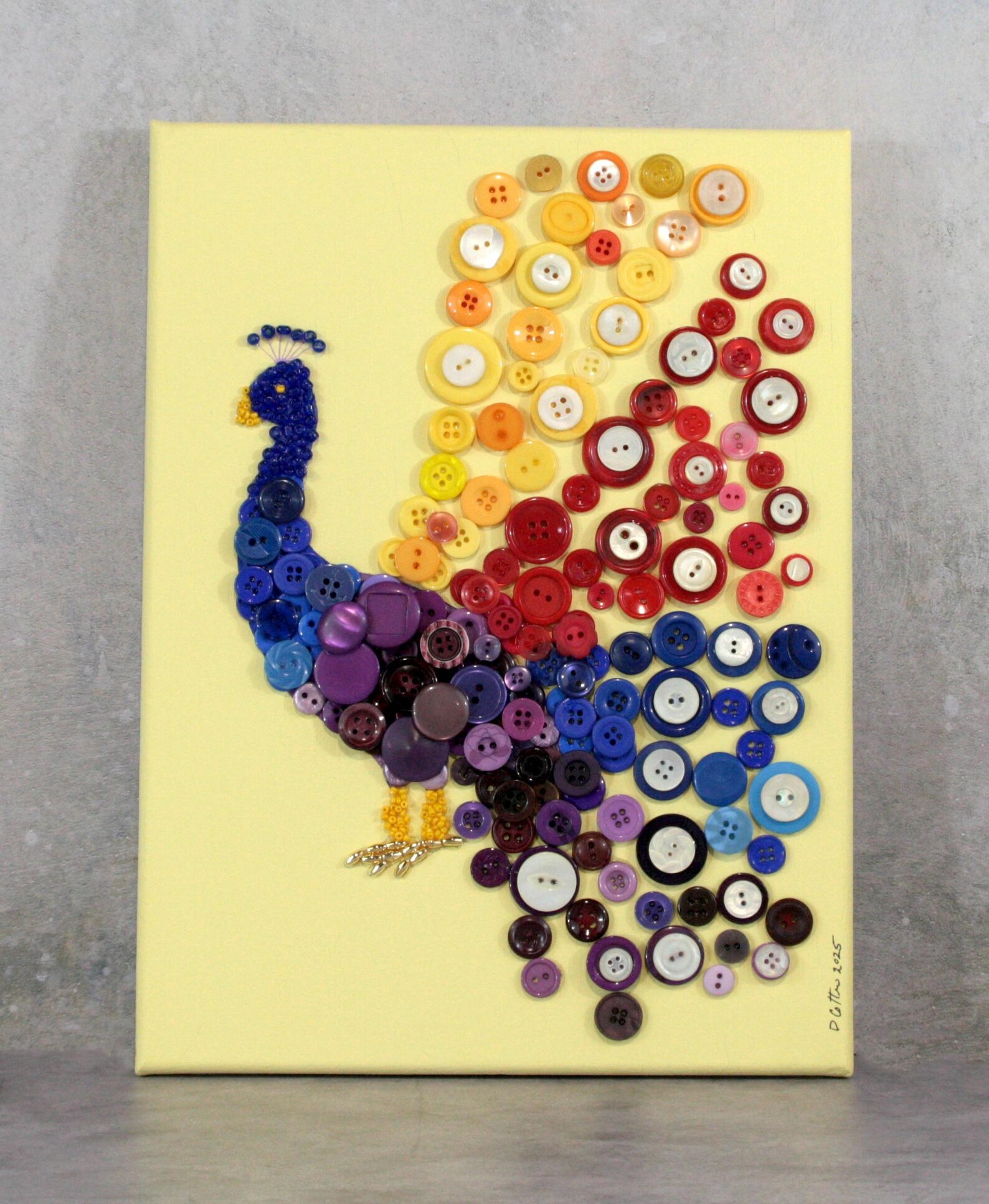 Button Art, Peacock, Colorful Bird - Etsy