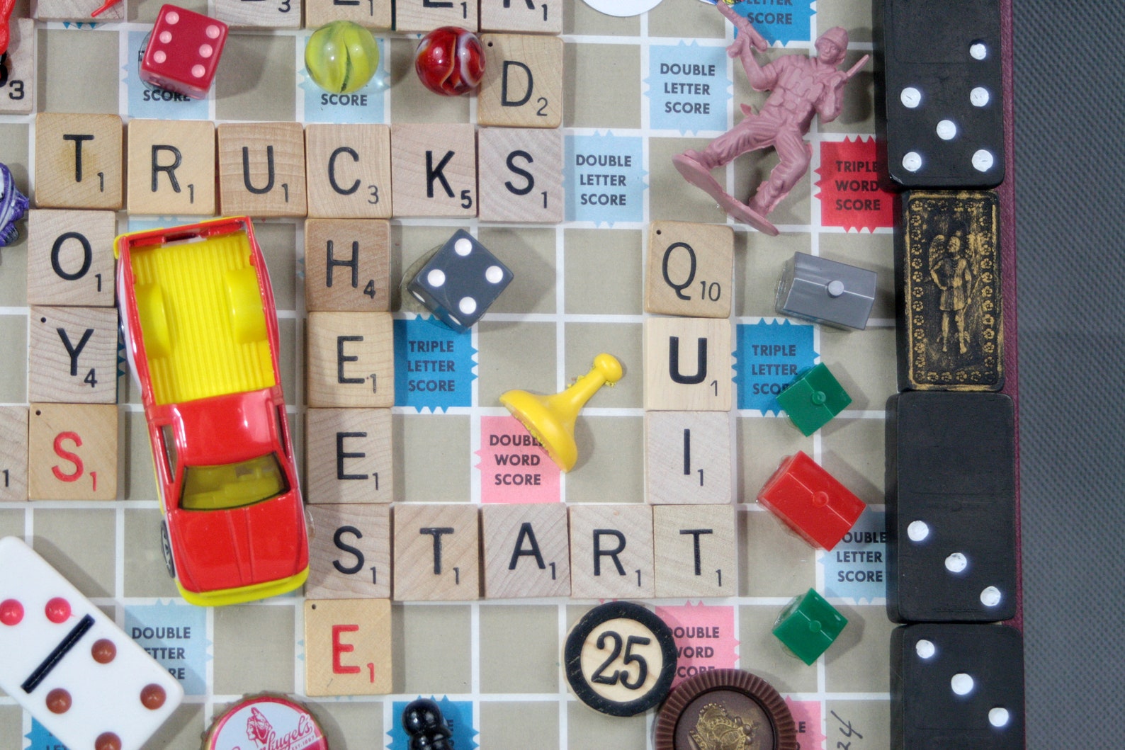Scrabble Board Art, Mixed Media, Collage, Game Pieces, Game Art ...