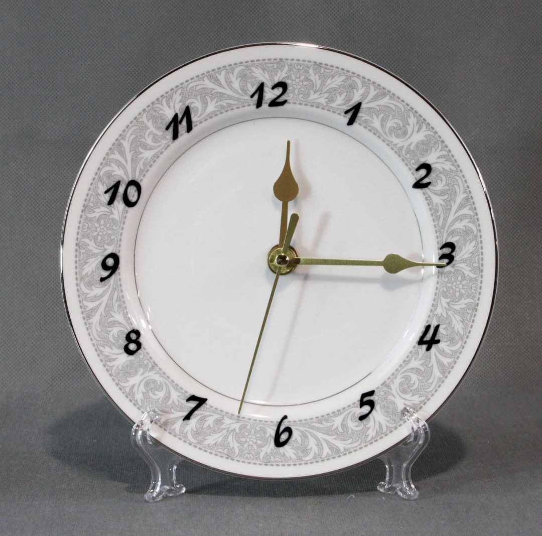 Vintage Plate Clock, Desk Top Plate Clock, Wall Clock, Mother's Day ...