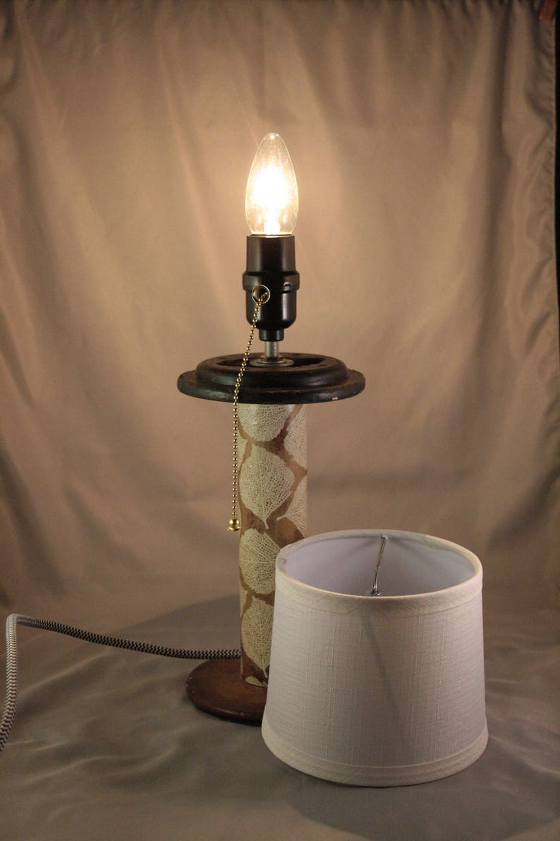 Vintage Bobbin Lamp 9" Spool, Shabby Chic, Repurpose, Upcycle, Salvage ...