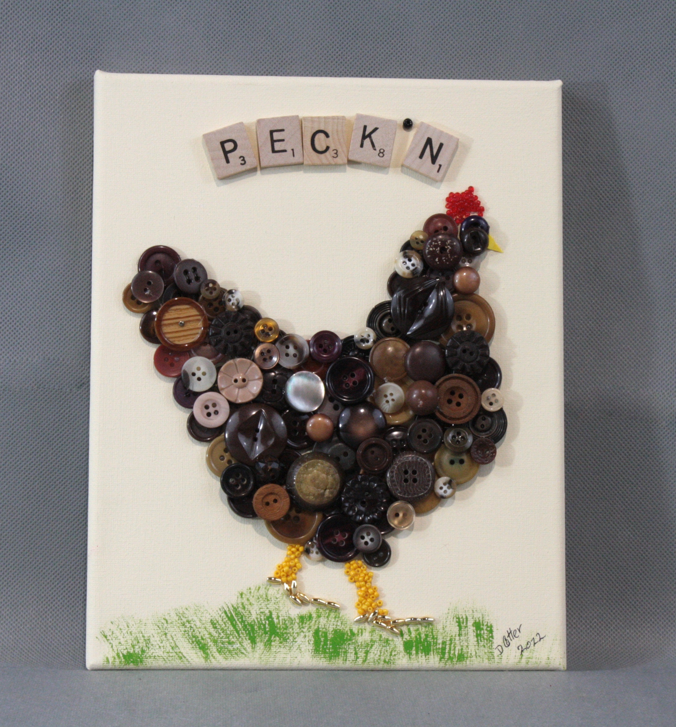 Button Art Chicken, Vintage Buttons, Button Art, Chicken Art, Peck'n ...