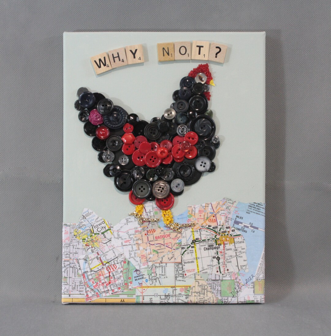 Button Art Chicken, Vintage Buttons, Button Art, Chicken Art, Why Not ...