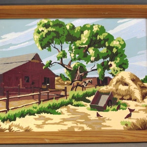Completed Vintage Paint by Number, Farm Yard Scene, Western Scene ...