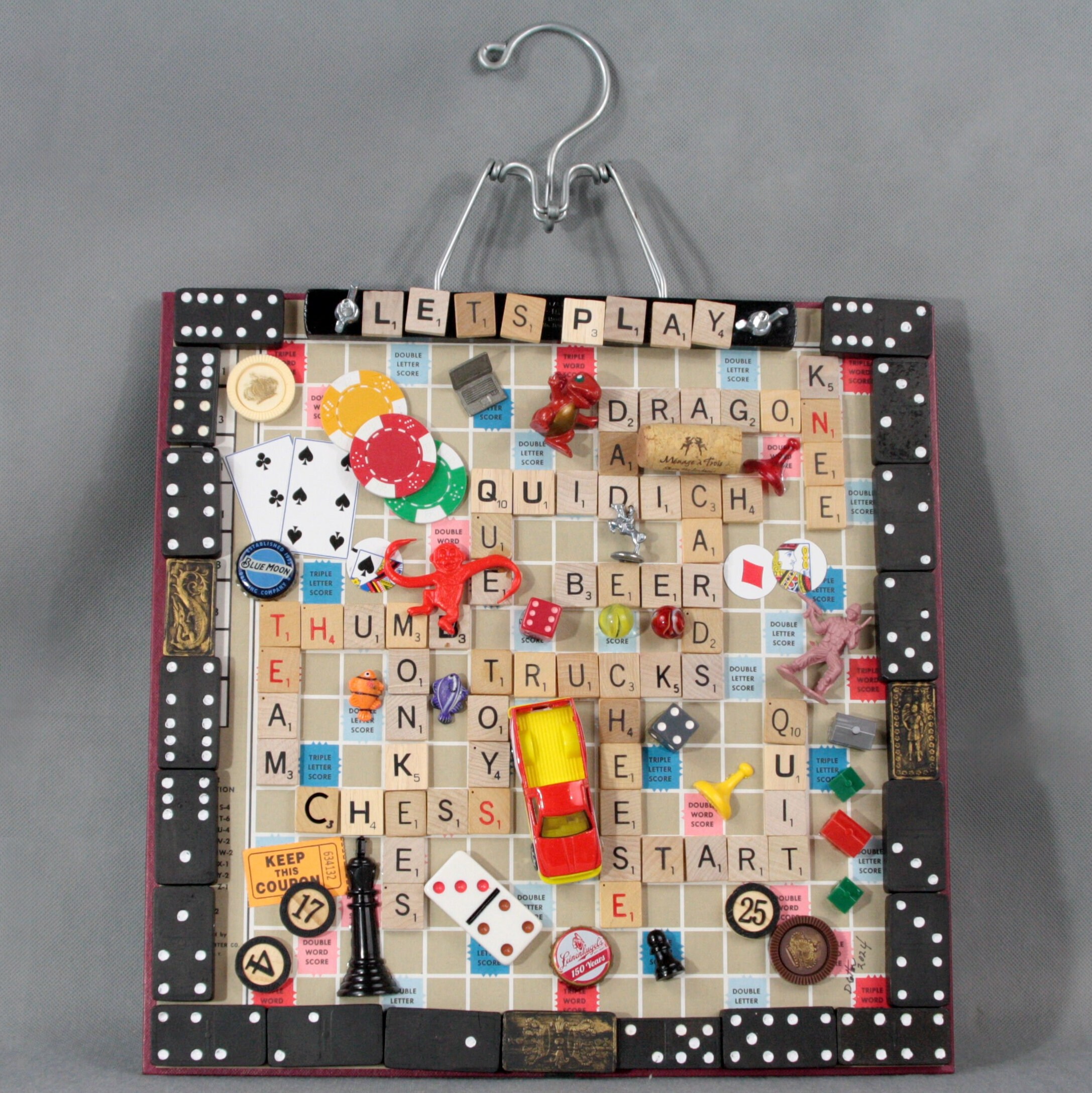 Scrabble Board Art, Mixed Media, Collage, Game Pieces, Game Art ...