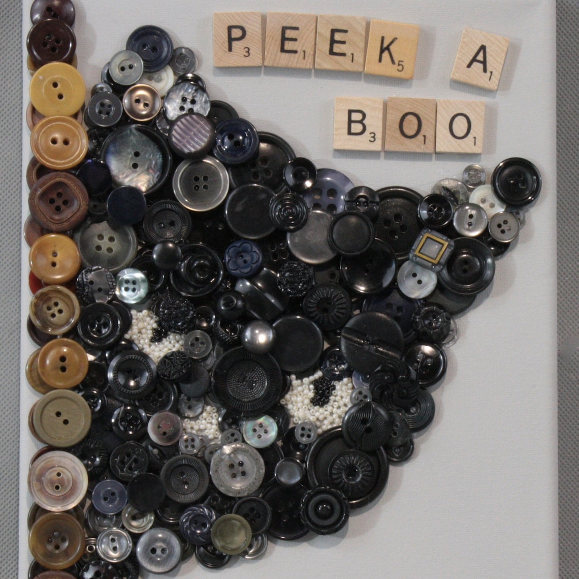Button Art Cats Vintage Buttons Black Cat Button Art Peek - Etsy